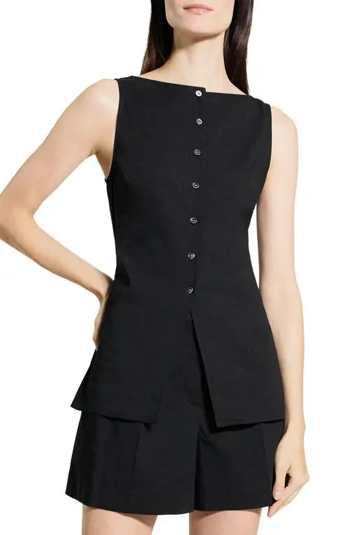Theory Sleeveless Button-front Longline Top