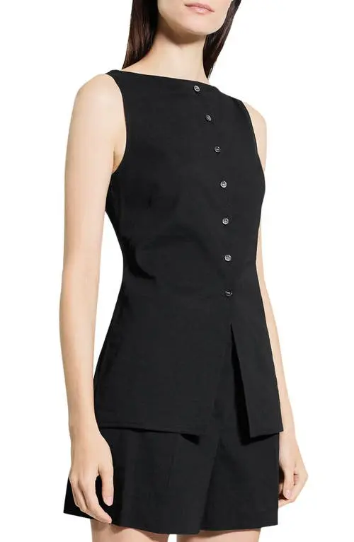 Theory Sleeveless Button-front Longline Top