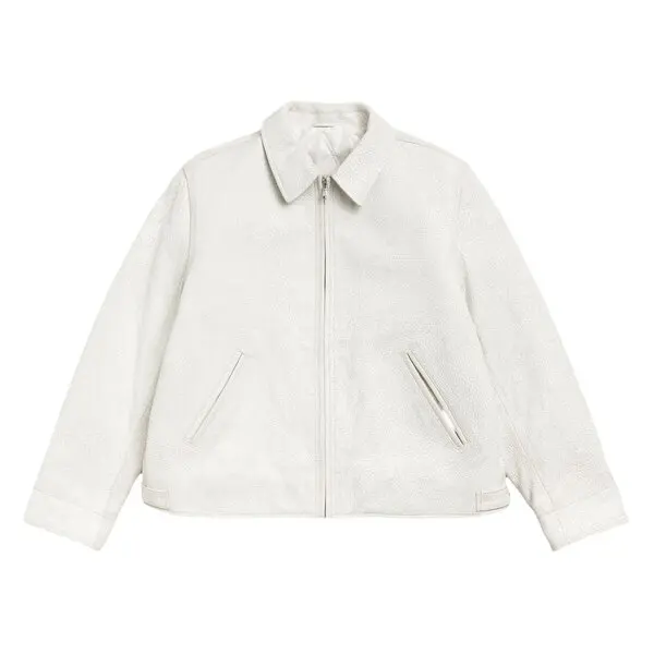 StÜssy Cracked Leather Garage Jacket - White