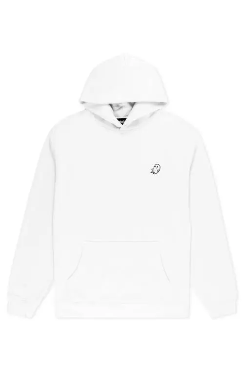 DALIX Ghost Relaxed Midweight Fleece Pullover Hoodie - White