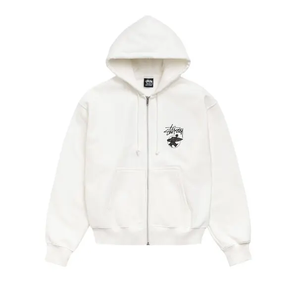 StÜssy Long Haul Zip Hoodie - White