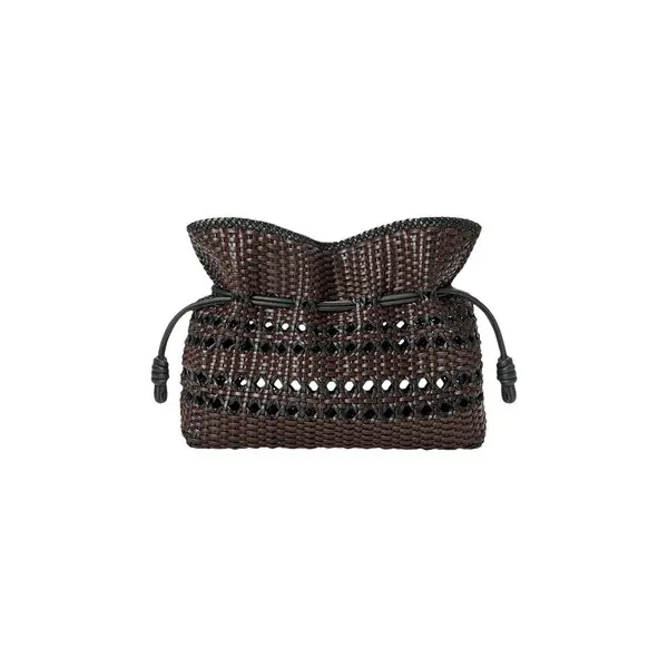 Loewe Flamenco Woven Medium Clutch - Black