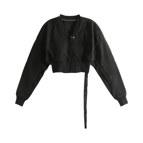 Rick Owens Cropped Bomber Flight Jacket - Black