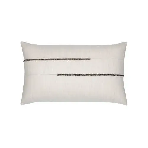 Elaine Smith Micro Fringe Lumbar Indoor & Outdoor Woven Accent Lumbar Pillow With Chenille Accents - Grigio