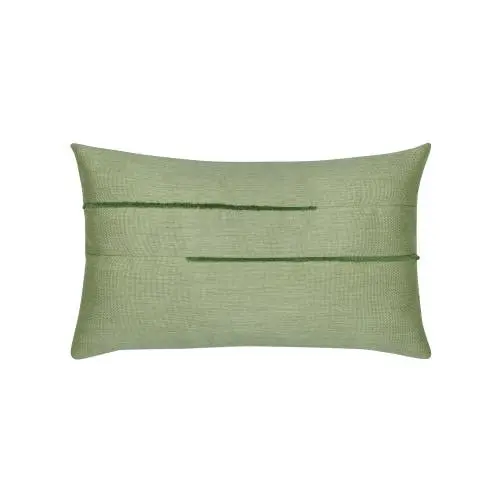 ELAINE SMITH Micro Fringe Lumbar Indoor & Outdoor Woven Accent Lumbar Pillow With Chenille Accents - Meadow