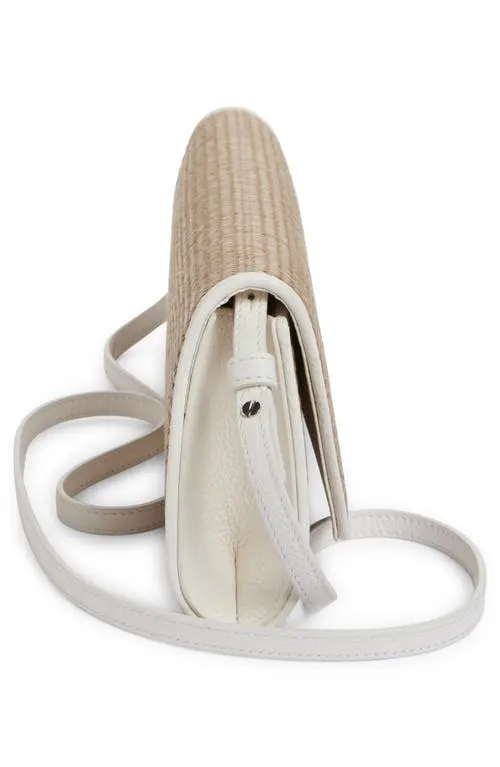 Akris Anouk East/west Trapezoid Raffia & Leather Clutch