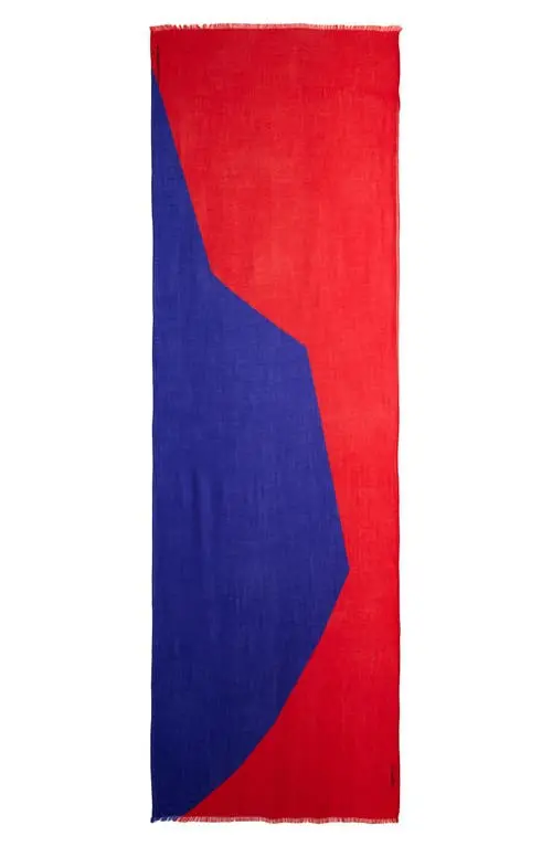 Akris High Plains Cashmere Fringe Scarf - Vermillion-lapis Blue