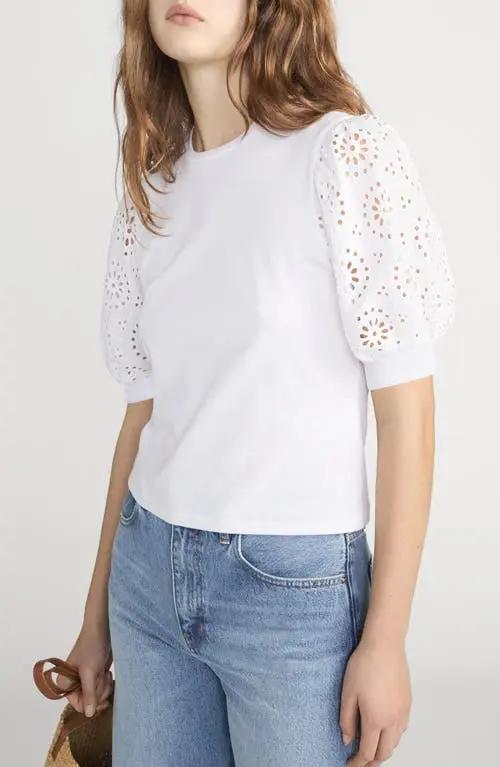 FRAME Solstice Eyelet Sleeve T-shirt