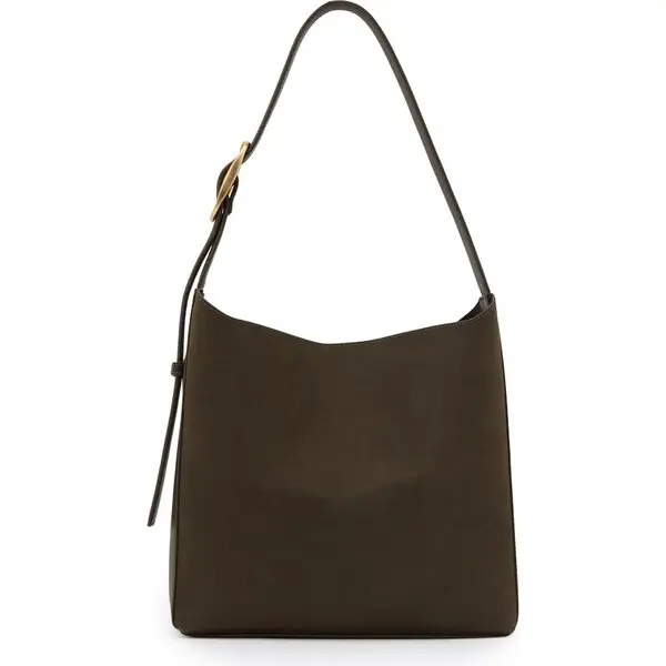 REISS Greta Leather Shoulder Bag - Green