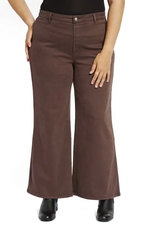 Lyssé Iris Flat Front Wide Leg Jeans - Asutex Double Espresso