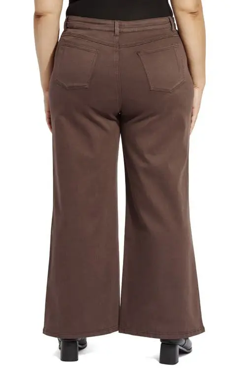 Lyssé Iris Flat Front Wide Leg Jeans - Asutex Double Espresso