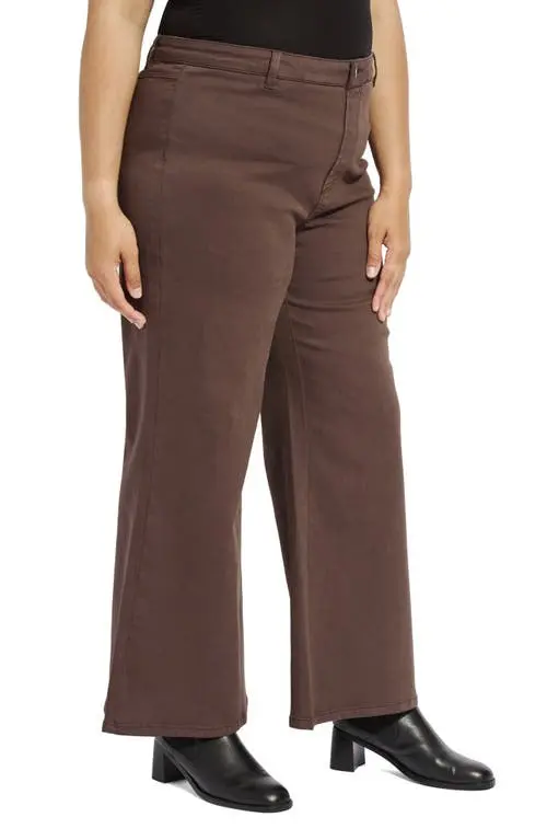 Lyssé Iris Flat Front Wide Leg Jeans - Asutex Double Espresso