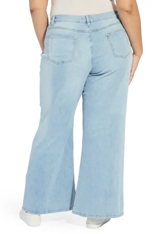 Lyssé Iris Flat Front Wide Leg Jeans - Bleached Blue