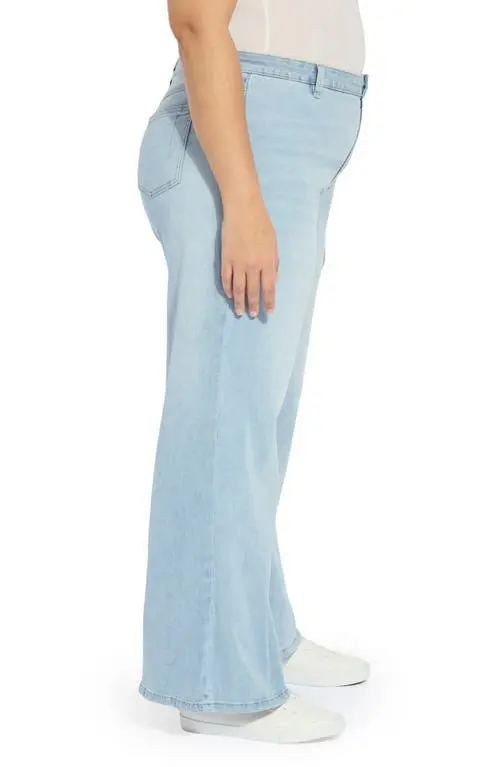 Lyssé Iris Flat Front Wide Leg Jeans - Bleached Blue