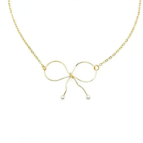 ALEGRIA ACCESSORIES Bow Chain Necklace With Pearls - Gold