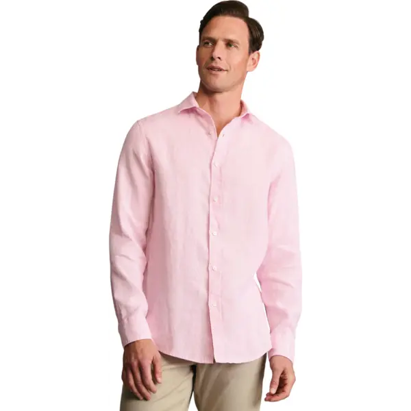 CHARLES TYRWHITT Plain Pure Linen Shirt - Pink