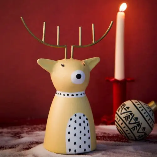 MELA ARTISANS Golden Antler Reindeer Figurine