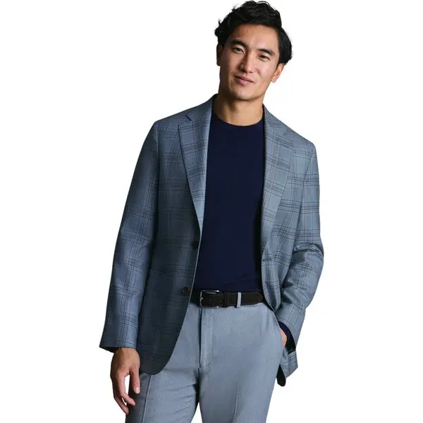 CHARLES TYRWHITT Italian Wool Jacket - Mid Blue