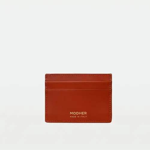 MODHER Credit Card Slip In Vegetable Tanned Leather - Brown