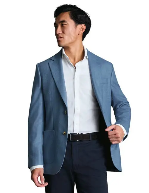 CHARLES TYRWHITT Wool-silk Slim Fit Jacket - Denim Blue