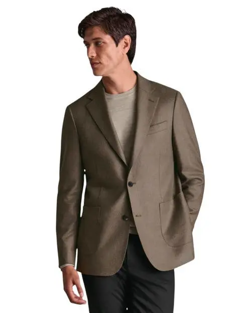 CHARLES TYRWHITT Wool-silk Slim Fit Jacket - Mocha