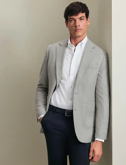 CHARLES TYRWHITT Wool Silk Jacket - Silver Grey