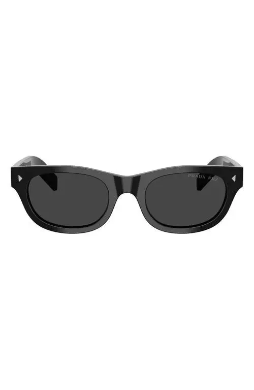 Prada 52mm Polarized Cat Eye Sunglasses - Black/polar Black