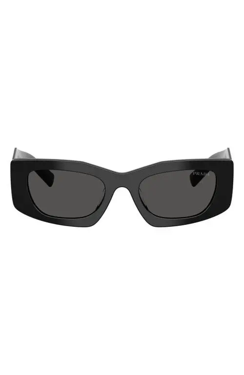 Prada 51mm Rectangular Sunglasses - Black/dark Grey
