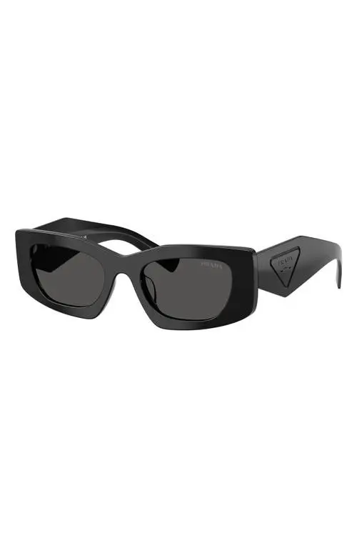 Prada 51mm Rectangular Sunglasses - Black/dark Grey