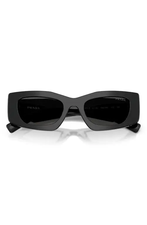 Prada 51mm Rectangular Sunglasses - Black/dark Grey