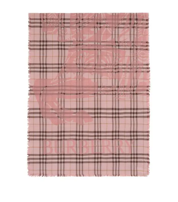 Burberry Wool-silk Ekd Scarf - Pink