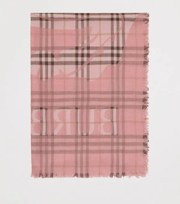Burberry Wool-silk Ekd Scarf - Pink