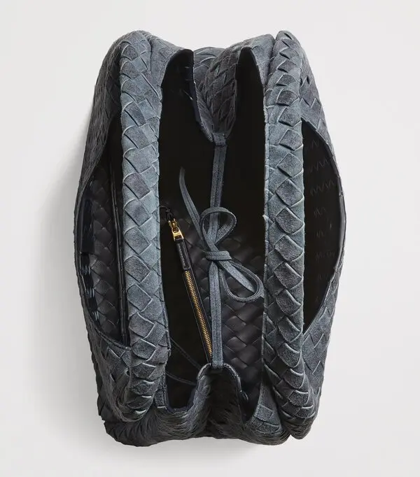Bottega Veneta Large Leather Intrecciato Campana Shoulder Bag - Blue