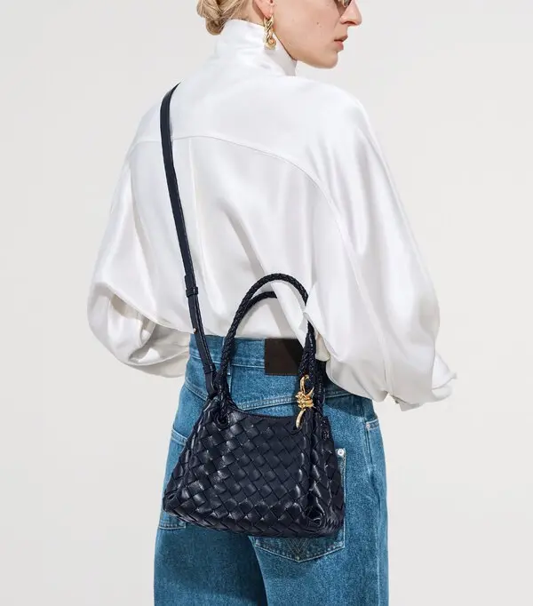 Bottega Veneta Small Leather Parachute Shoulder Bag - Blue
