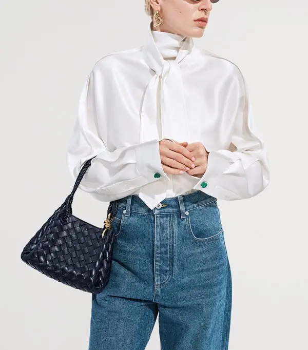 Bottega Veneta Small Leather Parachute Shoulder Bag - Blue