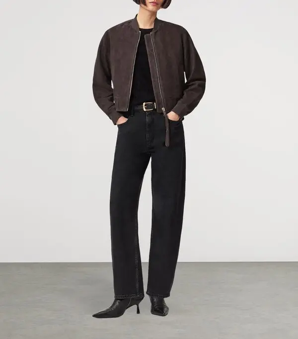 ALLSAINTS Suede Orten Bomber Jacket - Brown