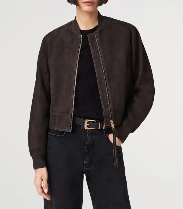ALLSAINTS Suede Orten Bomber Jacket - Brown