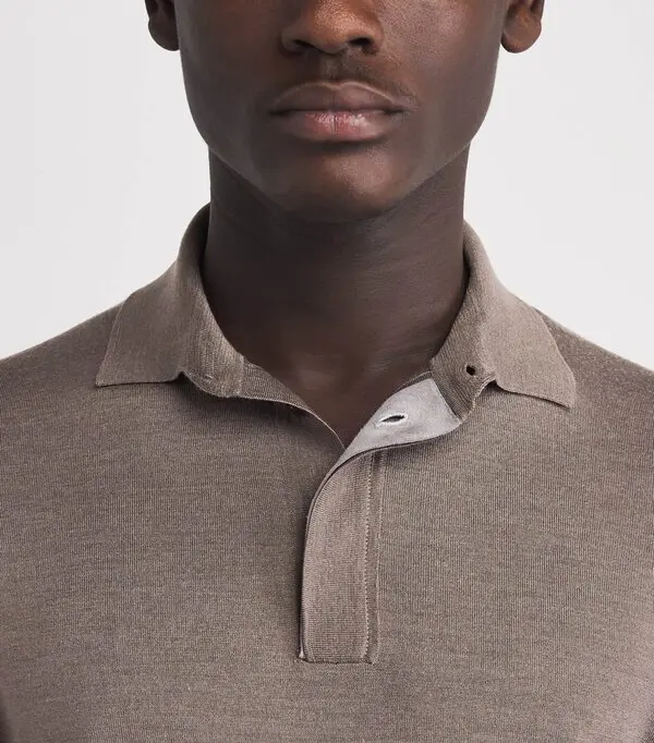 Paul & Shark Wool-silk Polo Shirt - Brown