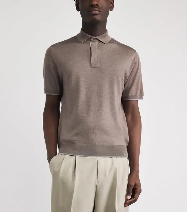 Paul & Shark Wool-silk Polo Shirt - Brown