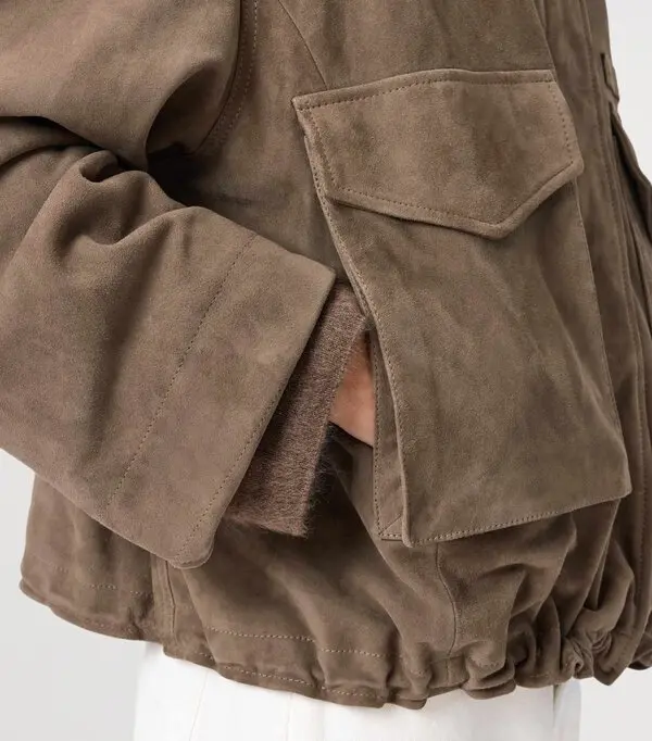 ALLSAINTS Suede Bomber Jacket - Brown