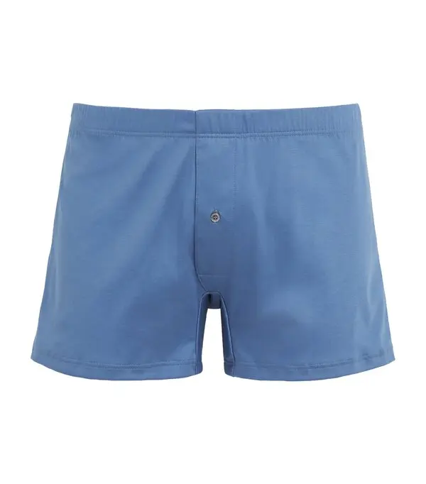 Zimmerli Sea Island Cotton Boxer Shorts - Blue