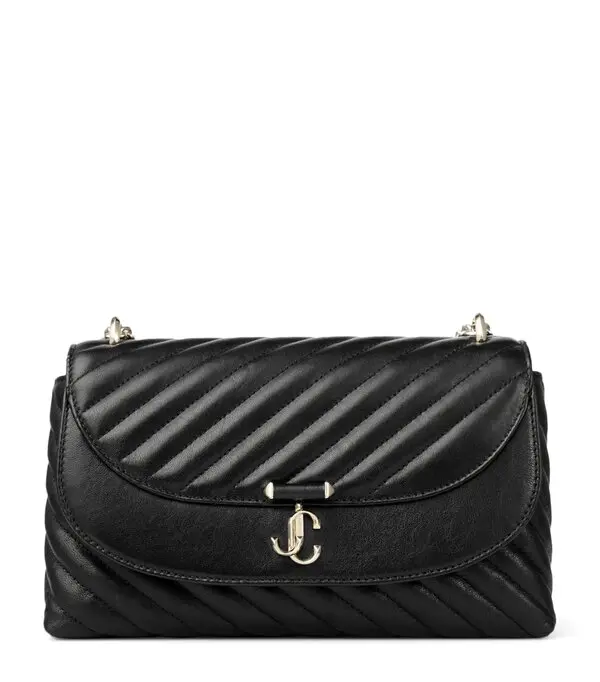 JIMMY CHOO Medium Leather Curve Cross-body Bag - Black