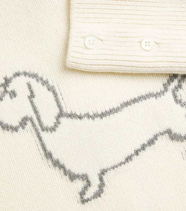 Thom Browne Wool Hector 4-bar Cardigan - White