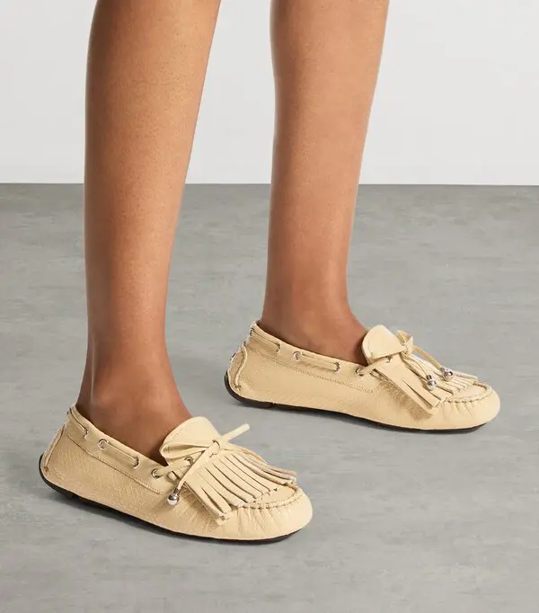 JIMMY CHOO Manon Flat Leather Loafers - Yellow