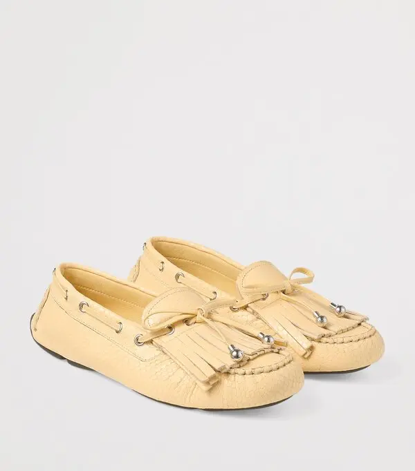 JIMMY CHOO Manon Flat Leather Loafers - Yellow