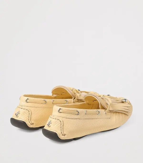 JIMMY CHOO Manon Flat Leather Loafers - Yellow