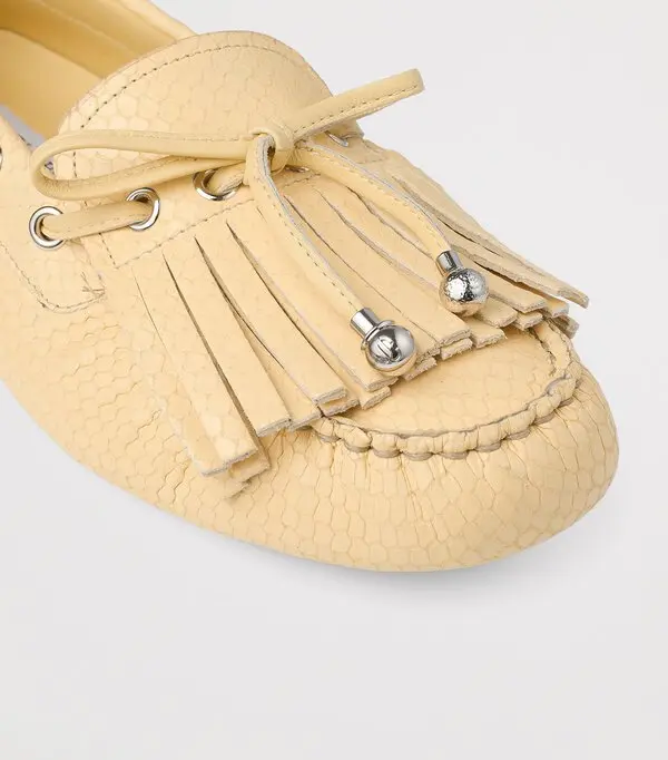 JIMMY CHOO Manon Flat Leather Loafers - Yellow
