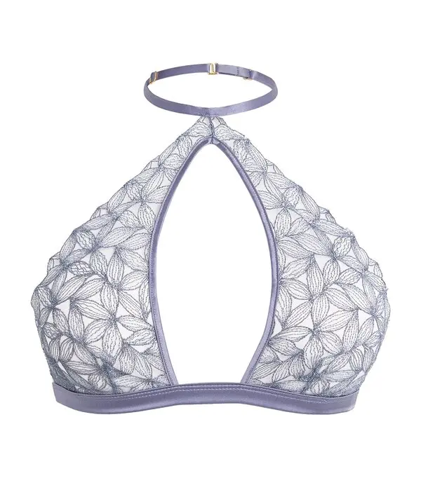 COCO DE MER Lace Halterneck Esme Soft Bra - Blue