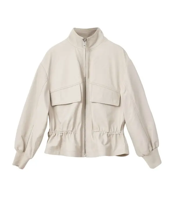 ALLSAINTS Leather Flor Jacket - White