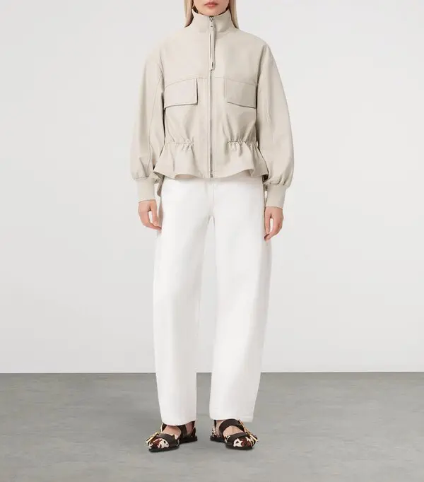 ALLSAINTS Leather Flor Jacket - White